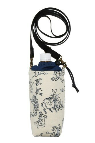 ペットボトルカバー 保冷保温 ペットボトルケース 水筒カバー マグボトルカバー 巾着 500〜600ml 持ち手 ショルダー 選べます (ショルダー, 鳥獣戯画 白) 保冷保温ができるペットボトルカバーで、持ち手タイプか斜めがけができるショ...