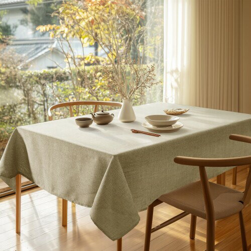 Deconovo テーブルクロス 撥水 汚れ防止 りんネット 北欧 無地 長方形 全6色 140x220CM ライトカーキ 【セット内容】Deconovo りんネットテーブルクロス1枚入。ポリエステル100%で無地のテーブルクロスを作ります...