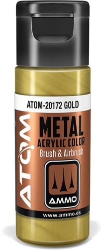 アモ アトムメタリック ゴールド 20mL ホビー用塗料 AMOATOM-20172 容量:20mL アトムカラーはアモが独自に開発した、超微細顔料を使用した全く新しい水性カラーシリーズです。 筆でもエアブラシでも使用できるよう特別に配合さ...