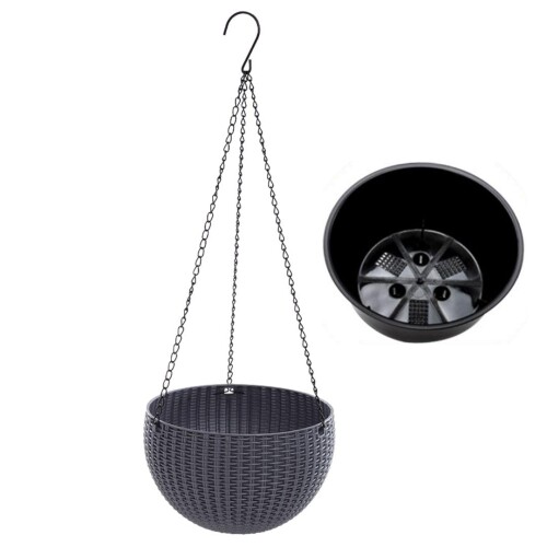 I'm so happy ハンギングプランター 室内 プラスチック 植木鉢 ハンギングバスケット 吊り下げ (グレー, M) 【緑のある生活をもっと手軽に】シンプルながらも洗練されたエレガントな籐編み風デザインのハンギングプランター。吊り下...