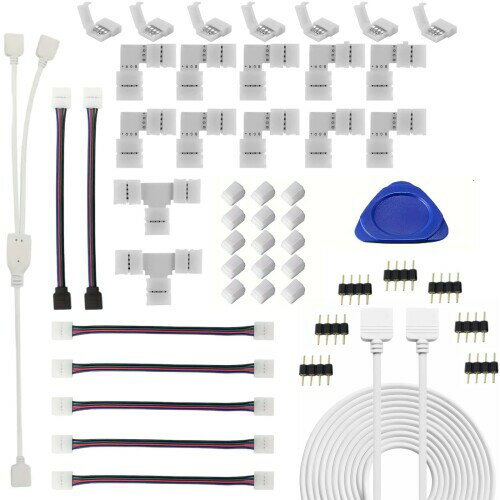 CHANJIF LEDストリップライトコネクタ キット SMD5050 4ピンRGB 10mm幅 ledテープ 延長用ケーブル 簡単接続 半田付け不要 耐高温性 耐久性 ライトストリップ用 【セット内容】実用的な組み合わせセットで、1×2分...