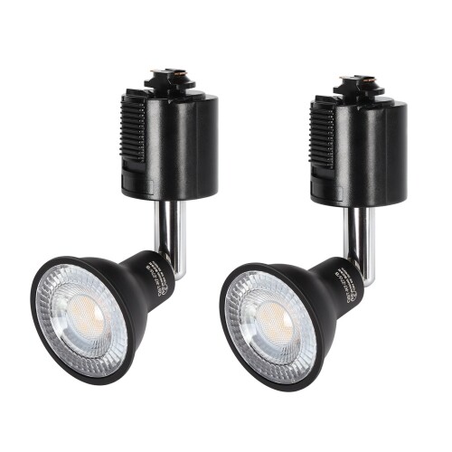 ダクトレール用 LED スポットライト 50W相当 電球色 680lm ライティングバー用器具セット ライティングレール 天井照明 取付簡単 屋内照明 電球不要 リビング 廊下 寝室 インテリア 角度調節 調光不可 2個入 ブラック器具 適...