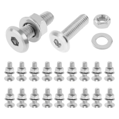 Smgda 20セット M6 x 20mm フラットヘッドソケットキャップねじ 皿ボルト ナット、ワッシャー、アレンレンチ付き、304ステンレススチールブライト仕上げ六角穴付きボルト(M6*20mm) 【便利パック】コンパクトなフラットヘッ...