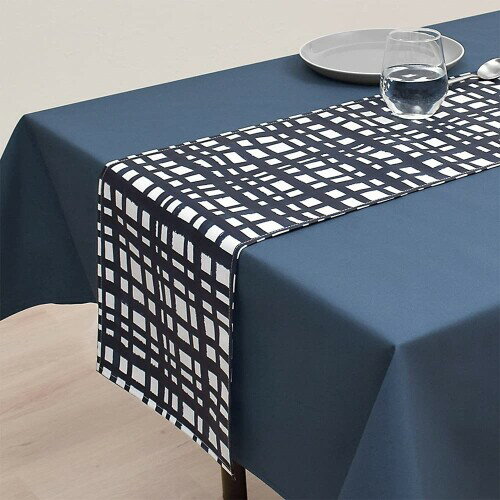 スタイルデコール(STYLE Decor) テーブルランナー ラミネート 防水 北欧 テーブルセンター 210cm 拭ける ネイビー チェック シンプル W2702530 サイズ:　タテ:約210cm/ヨコ:約44cm ※商品によってサイズ...