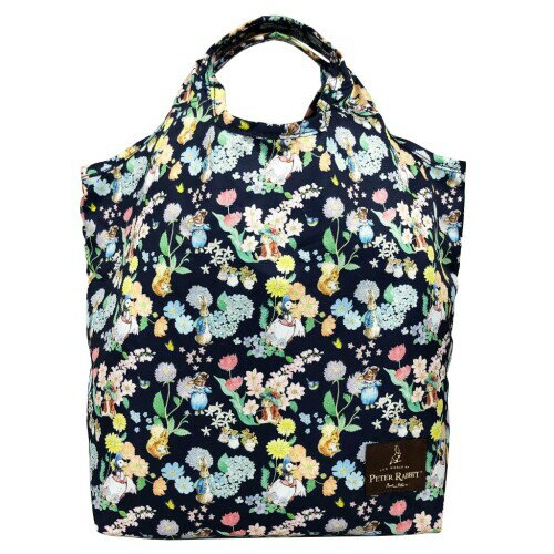 (PETER RABBIT(TM) ピータ—ラビット(TM)) ショッピングバッグ ハンドバッグ コンパクト エコバッグ 軽量 お買い物 Sサイズ 2501-0667 ネイビー 可愛らしいピーターラビット(TM)たちと美しく彩るお花に癒され...