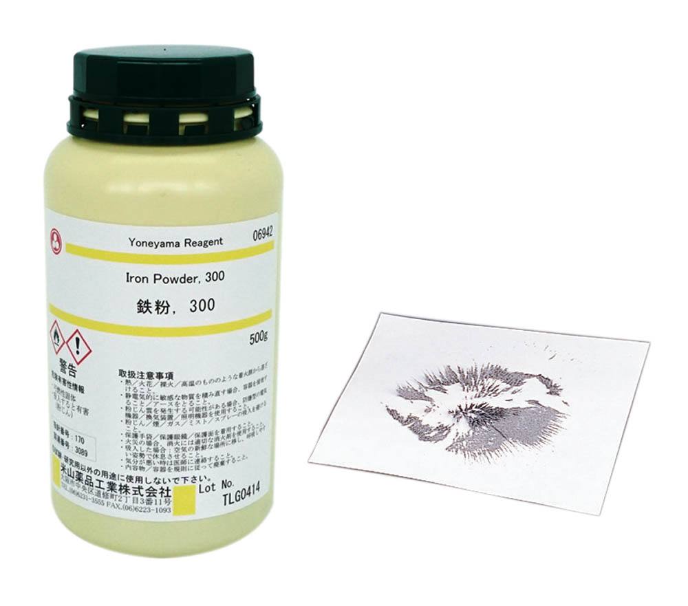 ●粒子サイズが整った鉄粉です。 ●磁界観察用に最適です。 ＜仕様＞ コード：3-126-0151 型式：＃300（300メッシュ） 容量：500g 入数：1