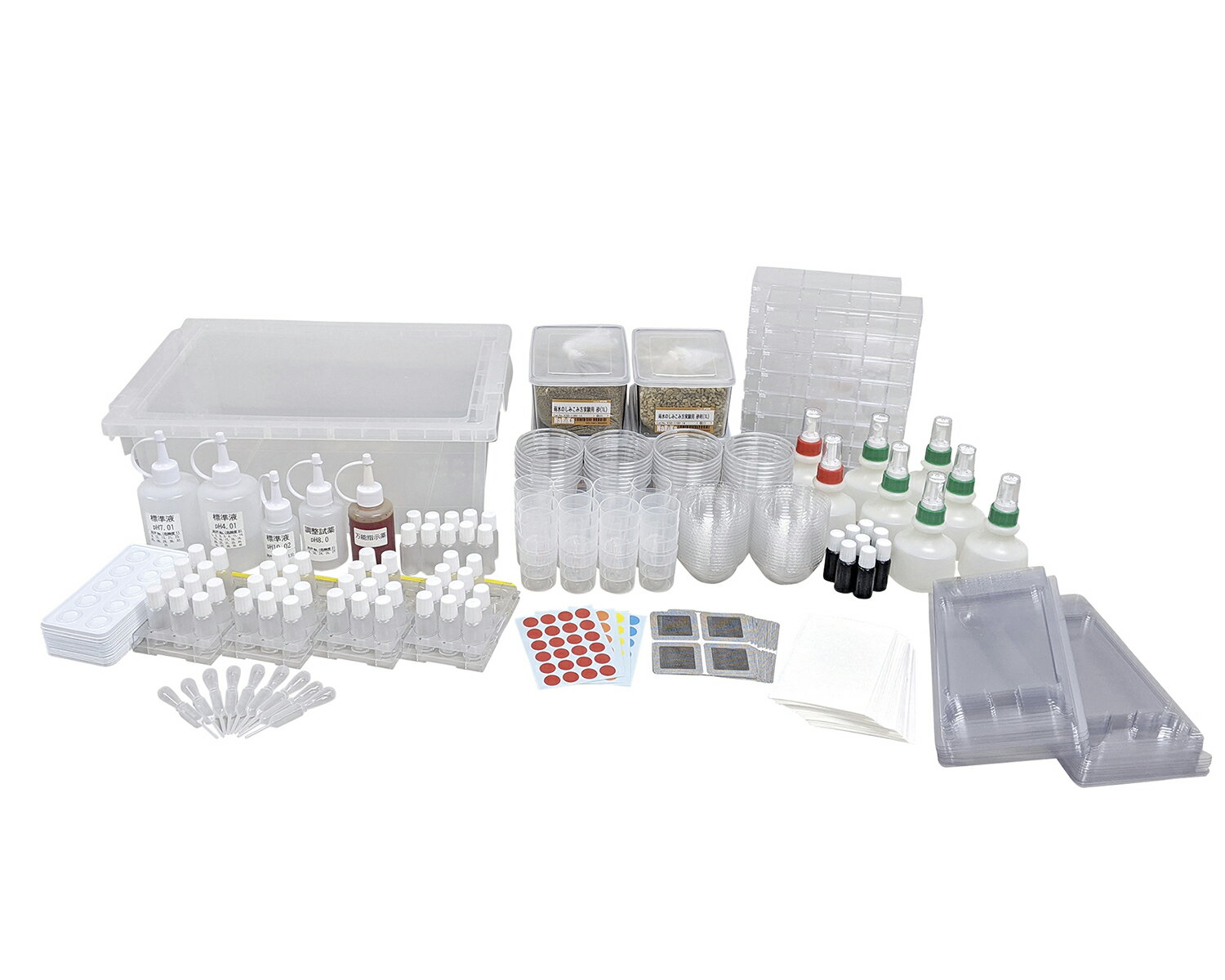 「ある村で井戸水汚染が発生しました。」 ●科学的根拠にもとづいて汚染源の推測・井戸水検査・解決方法まで検討します。 ●井戸水検査をテーマに、科学的な見方を身に付けていくロールプレイング形式の教材です。 【仕様】 ・型式：フルセット ・汚染物...