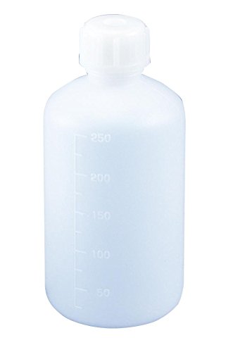 ●高密度ポリエチレン容器で、肉厚のキャップで優れた密閉性を実現しました。 ＜仕様＞ 材質： 　　　本体・蓋：HDPE 　　　中栓：LDPE 目盛入 容量：250mL 目盛：25mL 胴径×全高：63φ×127mm 口内径：17mm 入数：1