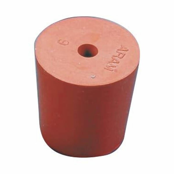 ●フラスコ用のゴム栓です。 ●管を通す穴付きです。 ＜仕様＞ 型式：No.9(1穴) 適用容器：三角フラスコ HARIO製 200mL IWAKI製 200mL 300mL用 入数：1