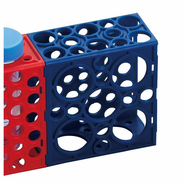 ●連結タイプの4面ラックで直列に連結できます。 ●4面に異なる径の穴が空いており、マイクロチューブや遠沈管を立てられるラックです。 ※写真のマイクロチューブは商品に含まれておりません。 ＜仕様＞ コード：ケニス　3-337-273 型式：5...