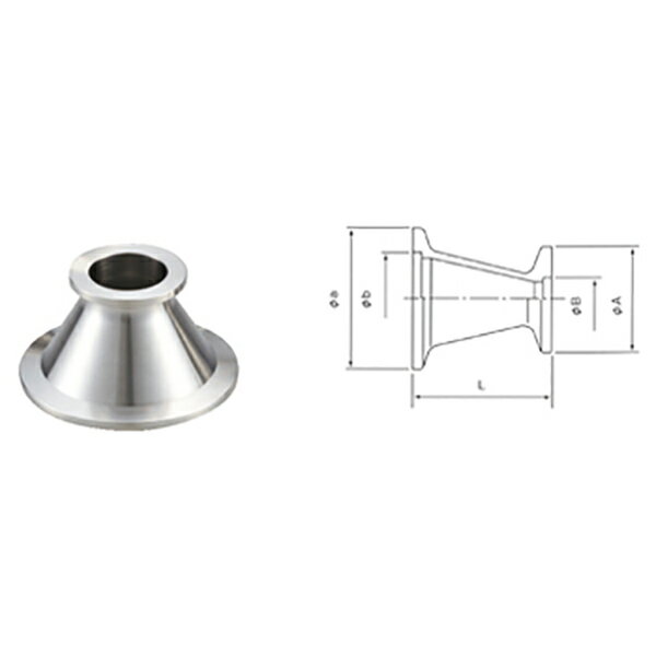 ●レジューサ ＜仕様＞ 商品コード：ケニス 3-326-0863 型式：NW 16/25-R フランジ：NW16 φA：30mm φB：17.2mm φa：40mm φb：26.2mm L：40mm 材質：SUS304 入数：1