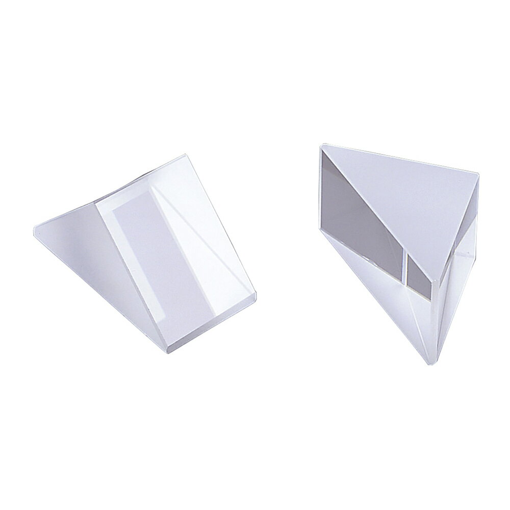 ●光学ガラス製のプリズム、2個組です。 ＜仕様＞ 商品コード：D20-1396 型式名：RAP-2N 材質：光学ガラス 大きさ：斜辺42mm、二辺30mm、厚さ20mm 入数：2個