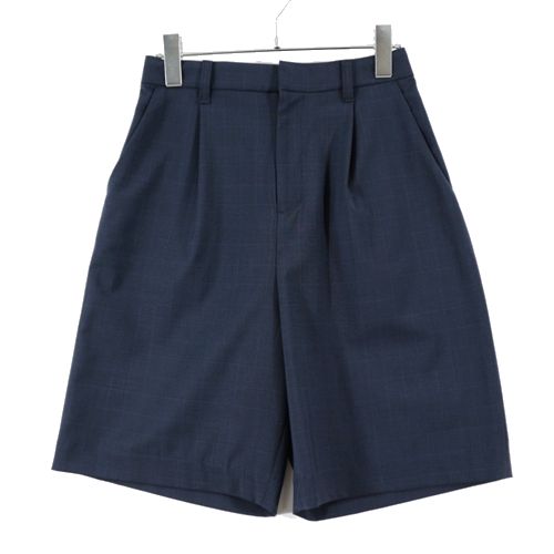 サイズ: 表記36-ウエスト65cm(伸縮性あり)、股上35cm、股下20cm、わたり幅32.5cm、裾幅29cm カラー: ネイビー コンディション: Aランク 素材: 毛52% ポリエステル43% ポリウレタン5% コメント: prov...