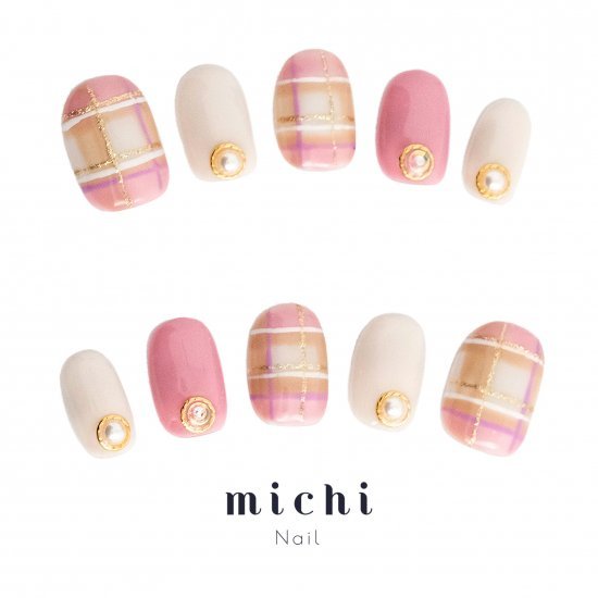 [商品説明]可愛いすぎるのが苦手な方でも思わずしたくなるキュートなチェックネイルです