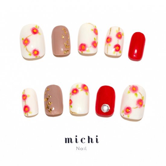 [商品説明]淡いめのほんわかした可愛らしい椿柄チップです。普段使いはもちろん和服にも！