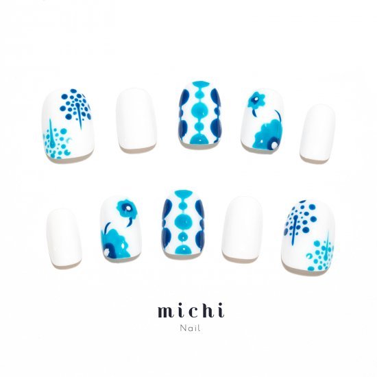 [商品説明]ホワイトベースに流行りの北欧風アートをターコイズブルー×ネイビーでまとめました。カジュアルなスタイルスタイルに合わせても○