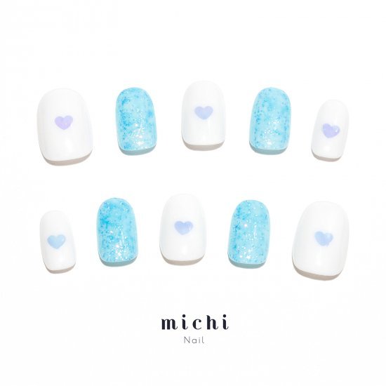 [商品説明]ハートホロをワンポイントに水色のラメで梅雨っぽくしてみました♪