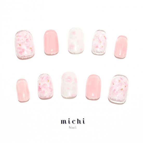 [商品説明]パステル系でまとめてカワイイフラワーネイルに仕上がりました。