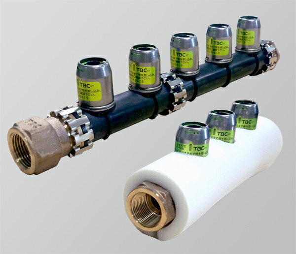 樹脂管用継手「アレスフィット」を一体型にした、軽くて扱いやすい樹脂製のヘッダーセット。商品コード32610006品番OTJHD-206-P50商品名樹脂ヘッダー 6P P50適合管サイズ13価格(円)14300重量(g)612対応管種架橋ポ...