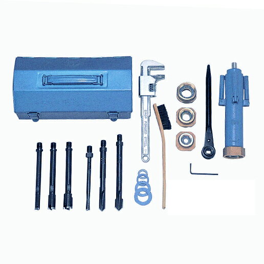 鋳鉄管、ビニル管、鋼管、石綿管などの配水管に小口径(13〜25mm)サドル付分水栓を取り付けて分岐工事を行う手動穿孔機です。13〜25mmセットです。商品コード49010200品番DAS商品名A形穿孔機 フルセット呼び径(mm)13・20・...