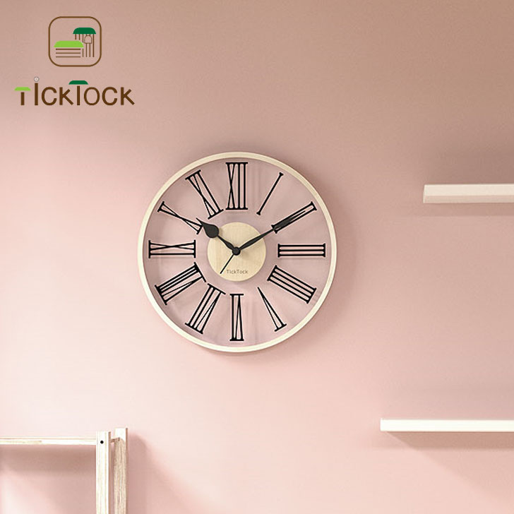 ティックトック 壁掛け時計 TickTock 正規販売店 Italy Roman 300 Glass Tree Wood Interior Noiseless Wall Clock イタリー ローマン グラス ツリー ウッド インテリア ノ...