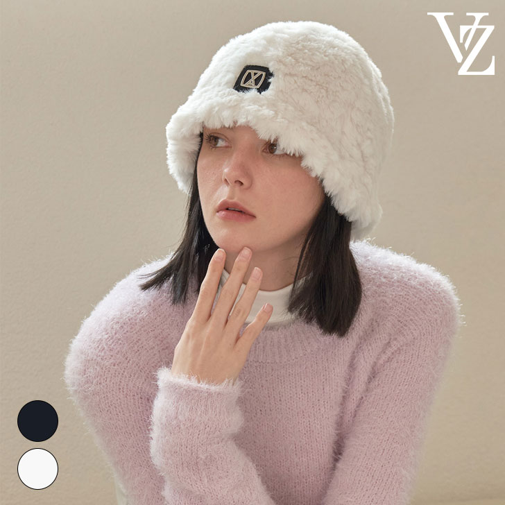 バザール バケットハット VARZAR 正規販売店 VA Square Stud Eco Fur Round Bucket Hat VA スクエア スタッド エコ ファー ラウンド バケット ハット BLACK ブラック CREAM クリー...