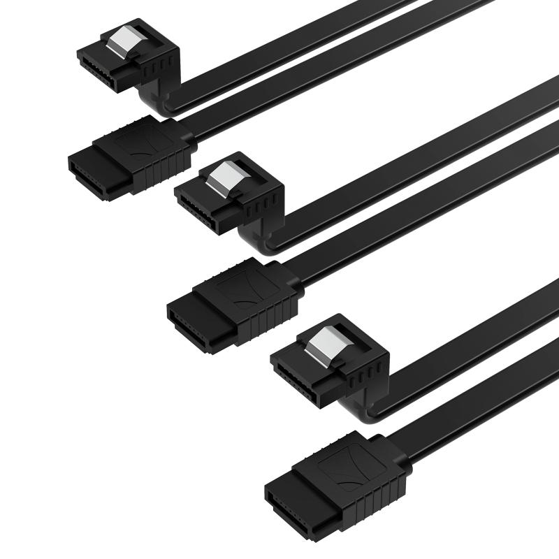 SATAケーブル（直角コネクタ）SSD/HDD/CDおよびDVDドライブ用SATA III 6Gbit/秒用ロック付き/PC、ミニPC、MacBook、ノートPCに使用 （3個パック、20インチ） ブラック （CB-SRK3）SATA、L型...
