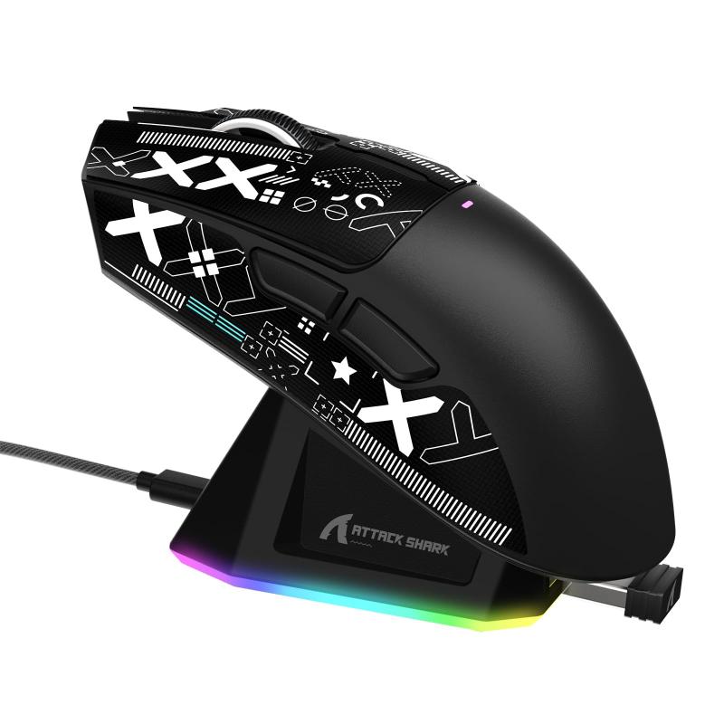 × X11 超軽量ゲーミングマウス 60g RGBマグネット充電スタンド 3モード接続 2.4Ghz/Bluetooth/Type-C ダブルBluetoothチャンネル 6レベルDPI切替 PAW3311センサー HUANOスイッチ Br...