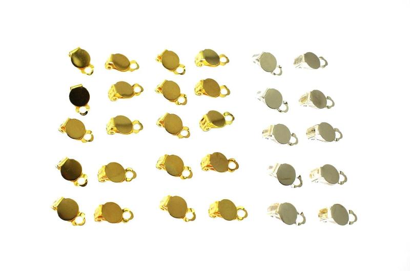 イヤリングクリップ イヤリング金具 200個 セット 金 銀 ハンドメイド 制作にハンドメイド制作に大活躍のイヤリングクリップ200個セットです。クリップの皿に接着剤で貼り付けたり、穴の部分にぶら下げたりするだけで素敵なイヤリングが作れます...