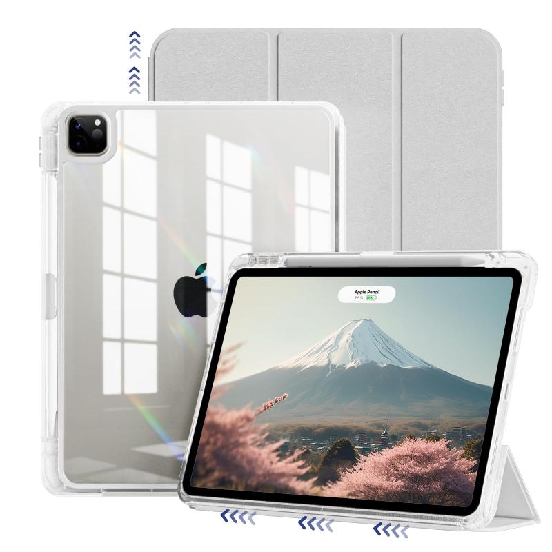 iPad Pro 11インチ ケース (2022/2021/2020) 第4/3/2世代 カバー iPad 分離式 ケース アクリル 透明バックカバー |PU合成レザー 三つ折スタンド オートスリープ機能 軽量 薄型 傷つけ防止| Appl...