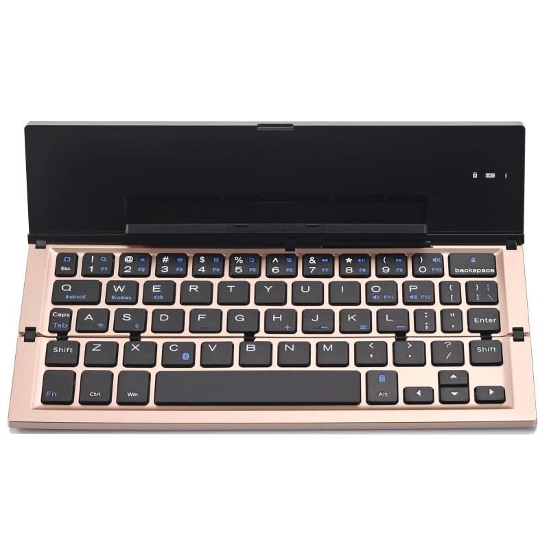 For ipad スマートフォン用ミニ折りたたみ式 BT キーボード ポータブル, ゴールド