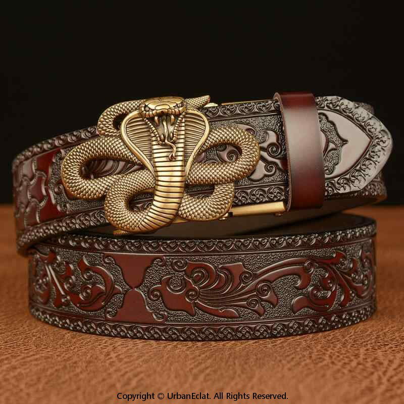 ・主な素材: 牛革・バックル素材: 合金・留め具: 自動バックル・カラー展開: ブラック (ゴールドバックル), ブラック (シルバーバックル), ブラウン (ゴールドバックル), ブラウン (シルバーバックル)・幅: 約2cm〜4cm・サ...