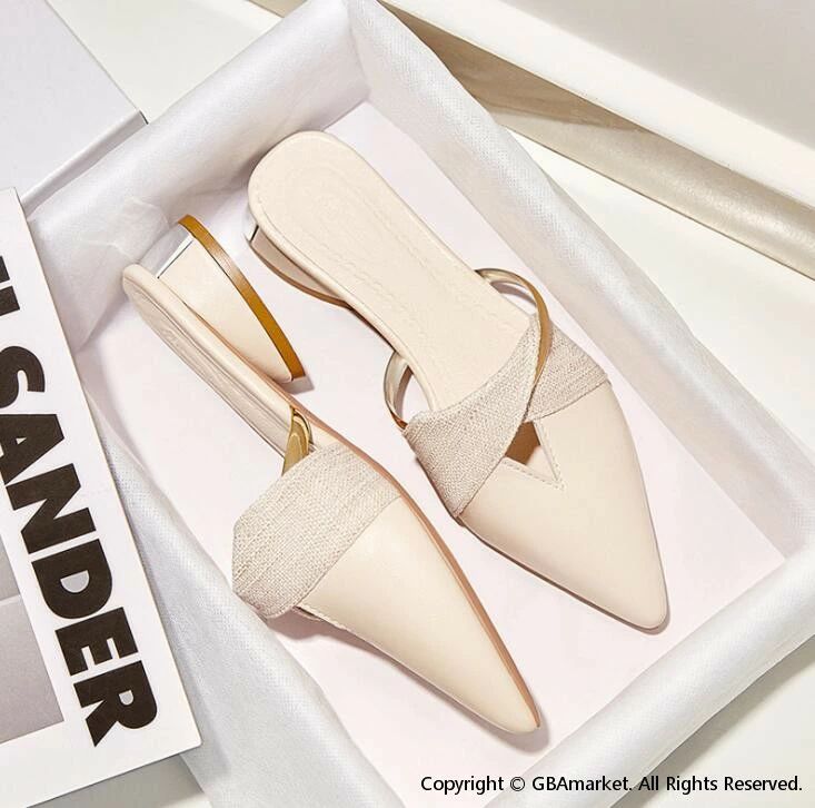 【商品情報】 ・商品番号:ggwwr147 ・サイズ: ・22.5cm、23cm、23.5cm、24cm、24.5cm、25cm、25.5cm、26cm ヒール：3cm ・カラー:ブラック、オフホワイト ・商品内容:ミュール ・生産国:中国...