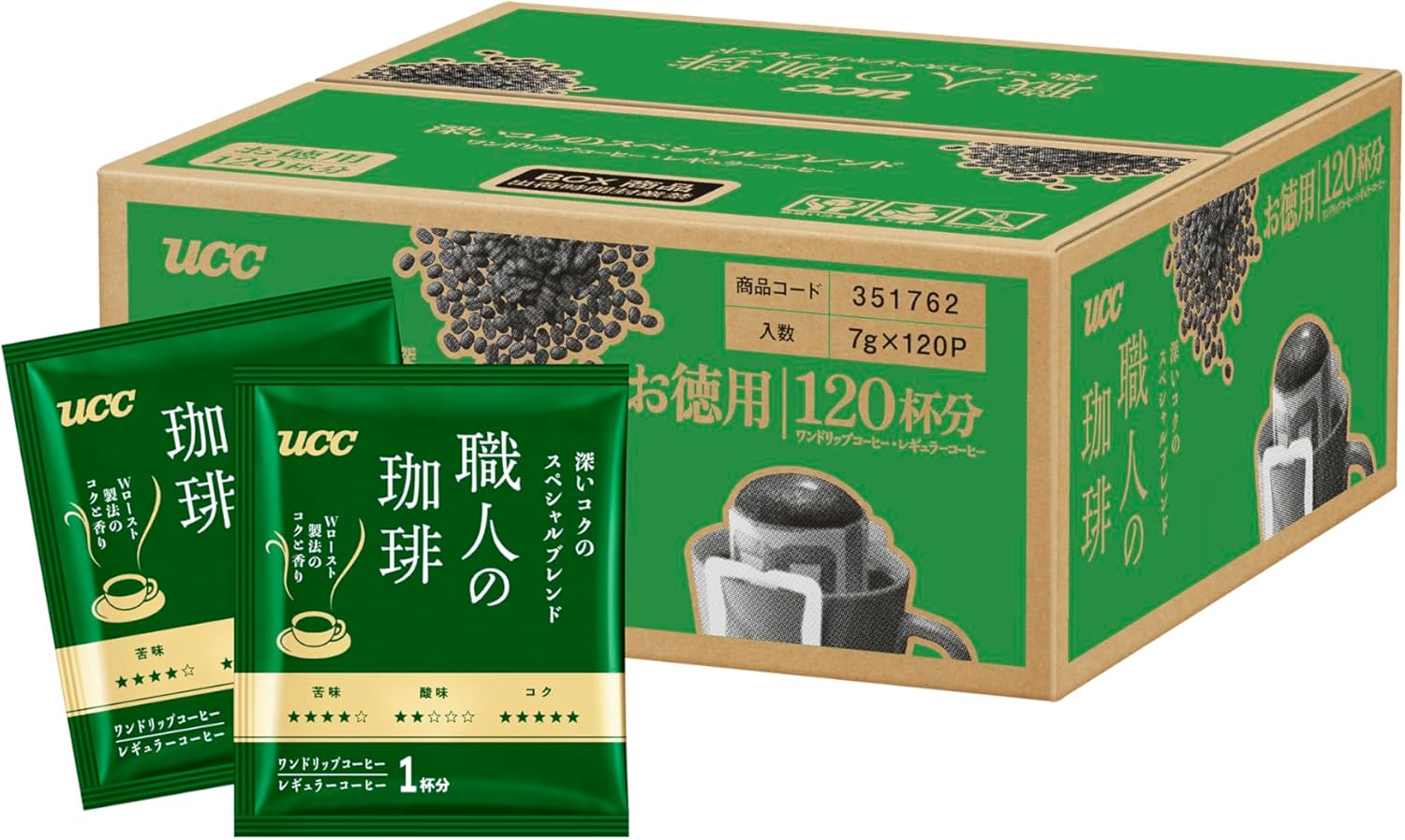 サイズ：120杯◆商品名：UCC 職人の珈琲 ドリップコーヒー 深いコクのスペシャル ブレンド 120杯 7グラム (x 120)【スペシャル ブレンド】深めの焙煎仕上げでミルクともとてもよく合うブレンドです。コーヒーの果肉のあまい成分がし...