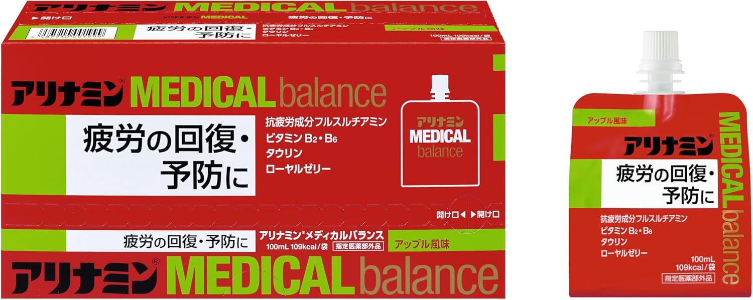 サイズ：6本◆商品名：アリナミンメディカルバランス ソーダ風味 100mL×6本 集中力の維持・改善 受験 疲労の回復・予防 防災 ゼリー飲料 【指定医 薬 部 外 品】集中力の維持・改善の効能を持ったアリナミンのパウチドリンクです。商品紹...