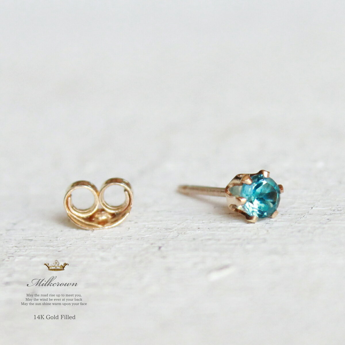 商品情報素材台座部分直径3mm使用素材：14K Gold Filled(キャッチ含む)、宝石質ロンドンブルートパーズ注意事項※ピアスホールがお1つの方にもオーダーして頂きやすい様、1個単位で販売しています。両耳で使用されたい方は2つオーダー...