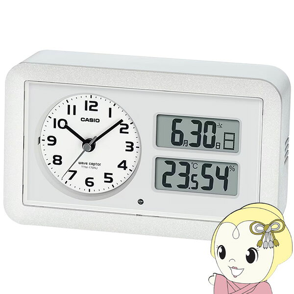 ■　CASIO(カシオ)　■シンプルデザインで置き場所を選ばず、便利な機能を搭載した電波目覚まし時計です。アラームをセットするとライトが点灯し続け、暗所でも時刻が見やすい夜見えライト機能付きです。また、明暗判定センサーにより秒針が停止する機...
