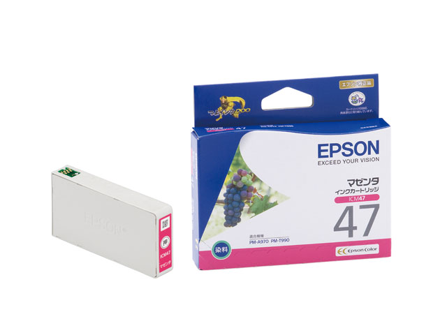 【EPSON】インクカートリッジ　ICM47（マゼンタ）インクジェットプリンタ用インクカートリッジ◆主な仕様◆■型番 ICM47■カラー：マゼンタ■対応機種：PM-A970,PM-T990（注！)離島など特殊な地域への発送の場合 別途追加送...