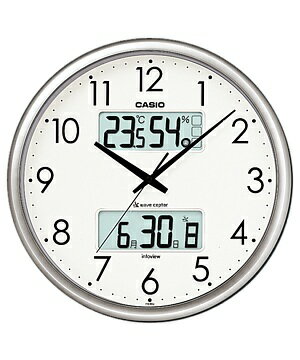 ■ カシオ ■ITM-650J-8JF カシオ　掛け時計◆　主な特徴　◆日本気象協会共同企画の環境お知らせ機能付き壁掛け電波時計です。温度と湿度の関係からお部屋の環境状態を4つのアイコンでお知らせ。また二つの大型液晶で温度/ 湿度とカレンダ...