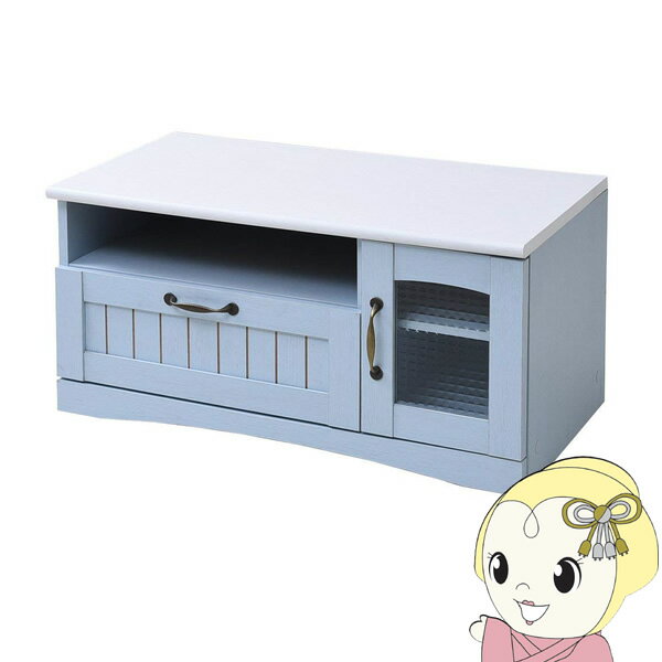 ■　JKプラン　■バイカラーで魅せるフレンチカントリースタイルのテレビ台。コンパクトサイズなので一人暮らしにも最適。AV機器収納から、DVDなどのメディアの収納にも最適な引出し、扉収納もあります。丸みを帯びたフォルムと、アンティーク調の取っ...