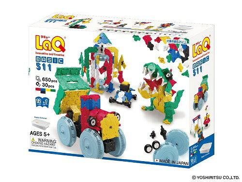 LaQの基本が詰まったベーシックシリーズ。 付属のインストラクションガイドで基本的な組み方がマスターでき、作品の構造を理解することができます。ベーシック511は、12種類の立体的な作品を作ることができる650pcsと作ったパーツを動かせるハ...