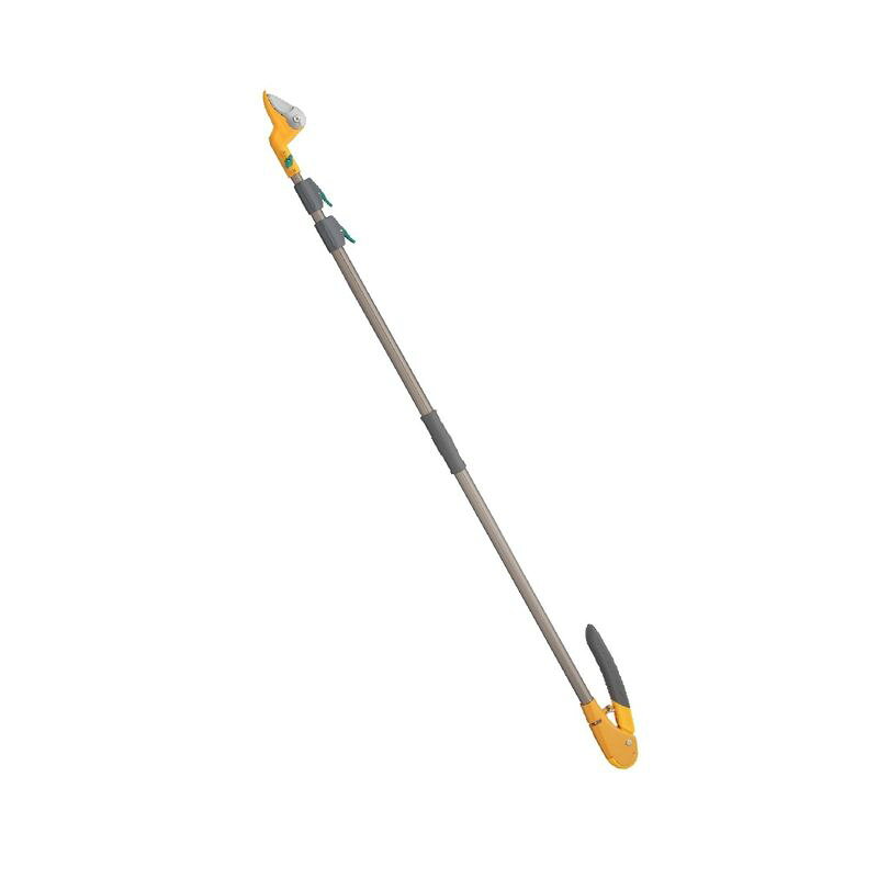 楽に軽く切れる新構造ハンドル。 包丁とまな板の原理でらくらくカット。 細い枝から太い枝まで掴める可動式キャッチ。 ノコギリが取付可能。 品番：531 材質：フッ素樹脂加工、グラスファイバー樹脂、アルミパイプ、アルミダイキャスト、エラストマー...