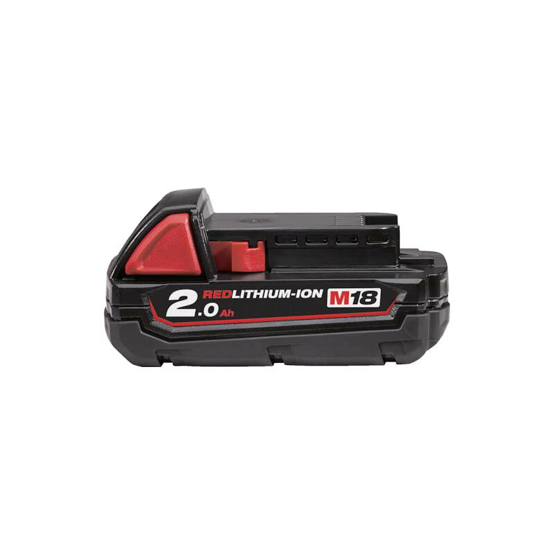 ミルウォーキーM18の商品全てに使用可能！ ミルウォーキーC18 DFC JP、M12-18FC JP、M12-18SC JP充電器に使用できます。 品　番：M18B2JP 重　量：0.4kg 電　圧：18V 容　量：2Ah 適合機種：M1...
