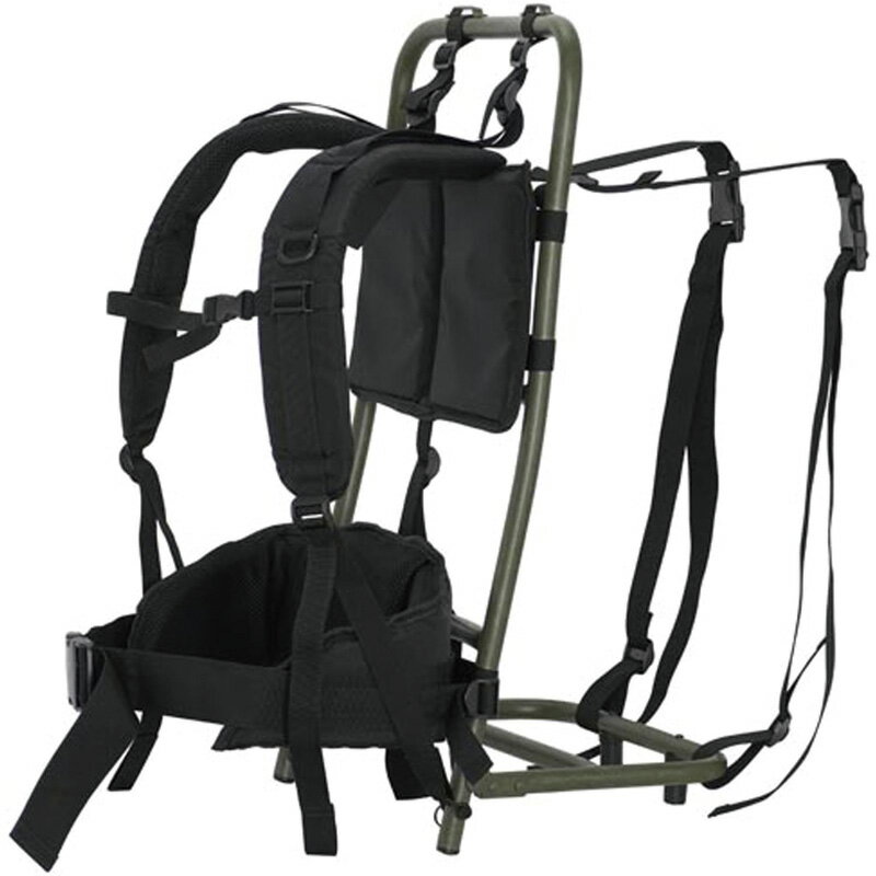 より厚手のベルト、パッドを備えたアルミ製背負子。 厚手パッドにより腰、肩への負担を軽減。 地磯など両手を使うことが多い釣場で重宝します。 重い荷物をまとめて運べることができるので体への負担が少ない。 荷物固定ベルト付きで荷物のスベリ落ちも防...