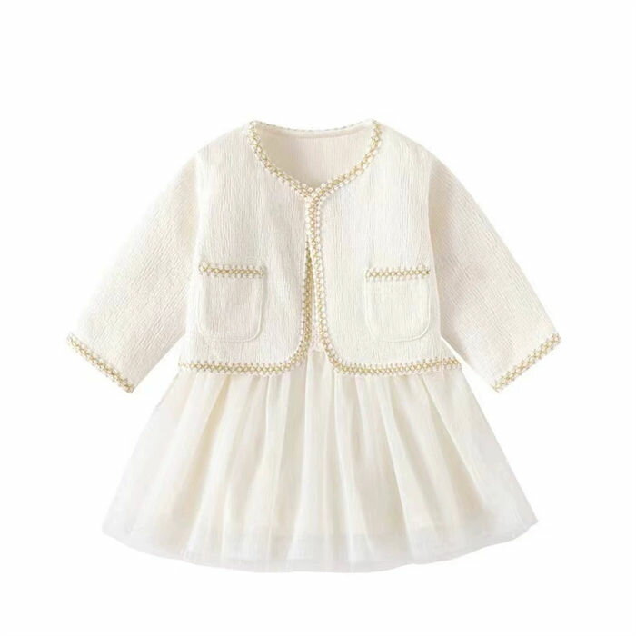 商品情報セット内容アウター+ワンピース生産国中国素材綿混ベビー服 セットアップ 女の子 入園式 スーツ ベビードレス 子供ドレス 子供服 スーツセット 2点セット 長袖 春秋 アウター チュールワンピース レース フォーマル キッズドレス ...