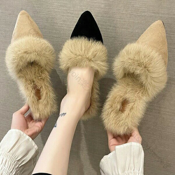 秋冬の暖かさ 上品デザイン かわいい室 レディース靴 ミュール 人気 ブラック キャメル 35(内寸22.5cm) 36(内寸23cm) 37(内寸23.5cm) 38(内寸24cm) 39(内寸24.5cm) 40(内寸25cm)