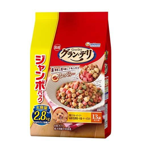 ユニ・チャームペット グラン・デリ ふっくら仕立て 13歳以上 ささみ・ビーフ・緑黄色野菜・小魚・チーズ入 2.8kg ○リニューアル等により、パッケージ画像は予告なく変更されることがあります。お届けの商品と異なる場合がございますのでご了承...