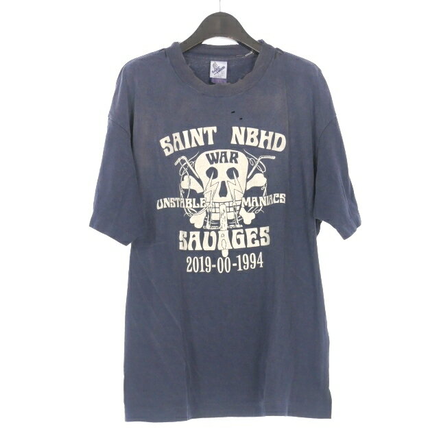 【中古】未使用品 セントマイケル SAINTMICHAEL × NEIGHBORHOOD 25SS STHD . SS TEE SAINT NBHD Tシャツ カットソー 半袖 L ネイビー SM-HR8-0000-C71 メンズ 【ベクト...