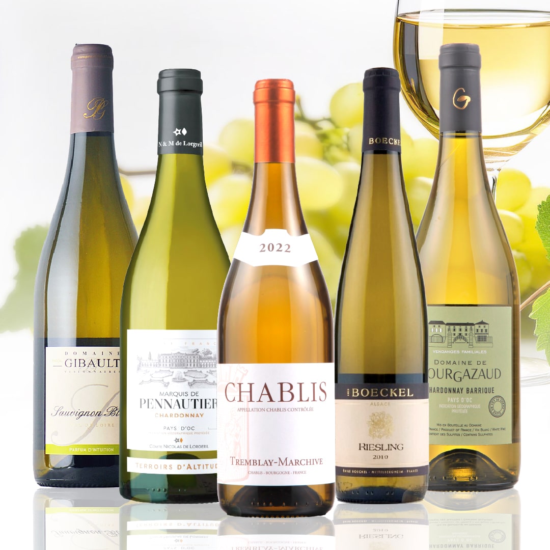 セット内容 ●トランブレイ・マルシーヴ シャブリ 2022 ●グールガゾー シャルドネ 樽熟成 ●ドメーヌ・ジボー ソーヴィニヨン・ブラン ●マルキ・ド・ペノティエ・シャルドネ・樽熟成 ●ボエケル・アルザス・リースリング トランブレイ・マル...