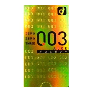 ●003にアロエエキスたっぷりの水性ゼリー配合で挿入がなめらかになりました。 ●うすさ0.03mmのコンドーム。 ●ナチュラルタイプ ●中身は無色透明 ●薄さと滑らかさを体感してください。 ●メーカー：オカモト●003にアロエエキスたっぷり...